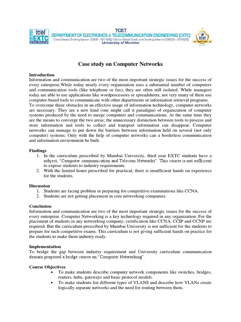 Case Study On Computer Networks | PDF | Ip Address | Network Switch
