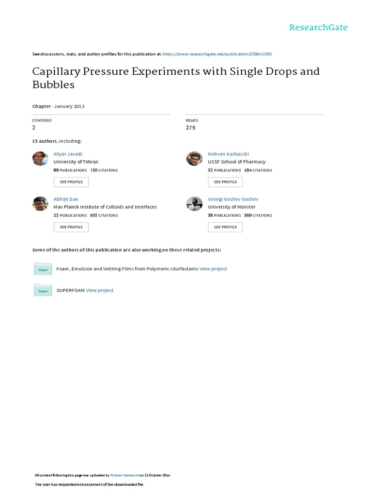 Capillary Pressure Experiments With Single Drops and Bubbles | PDF ...