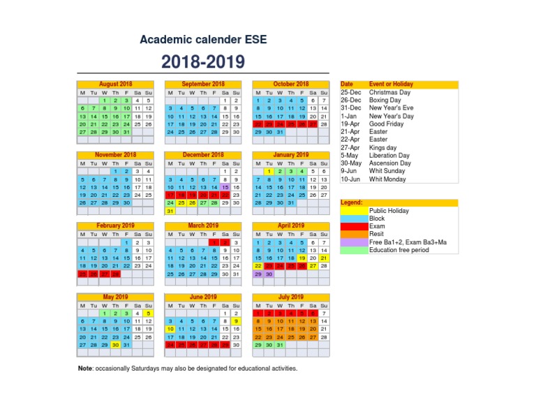 Academic Calendar 2018-2019 | PDF | Academic Term | Religious Holidays