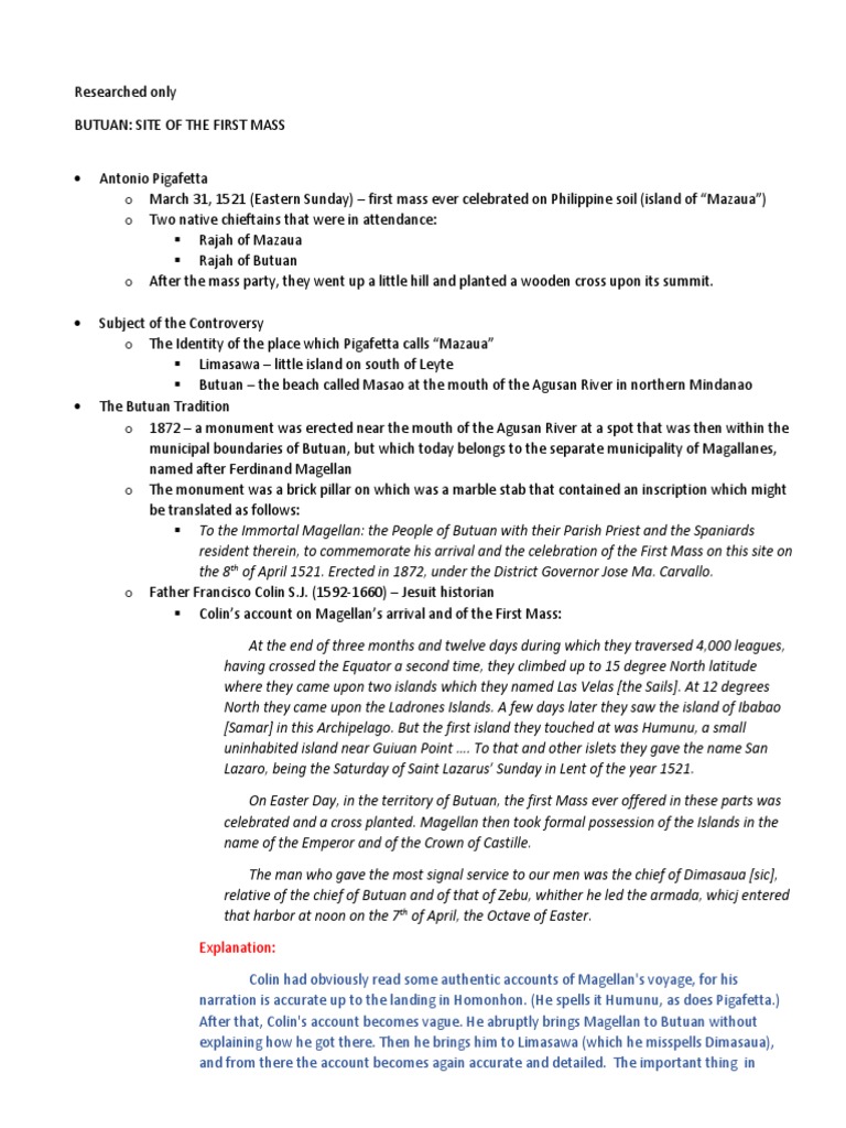 Butuan - Site of First Mass | PDF