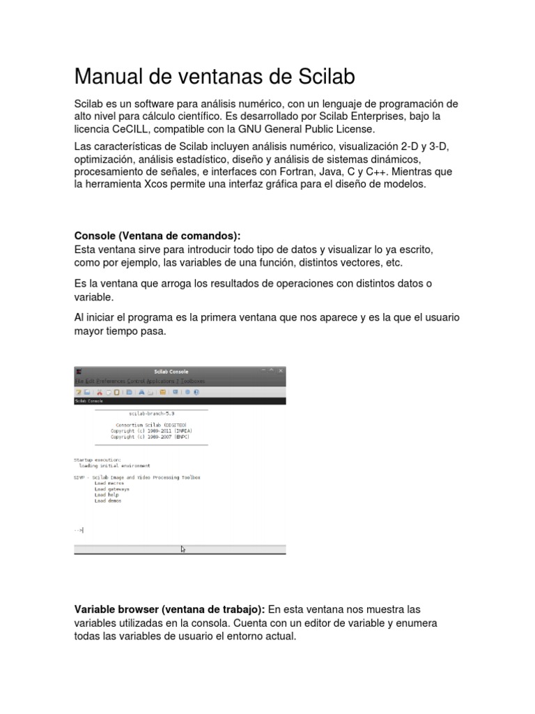 Guía de Ventanas en Scilab | PDF | Áreas de informática | Software del sistema