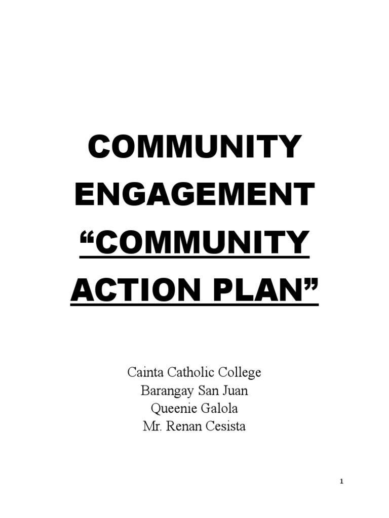 Community Engagement "Community Action Plan": Cainta Catholic College ...