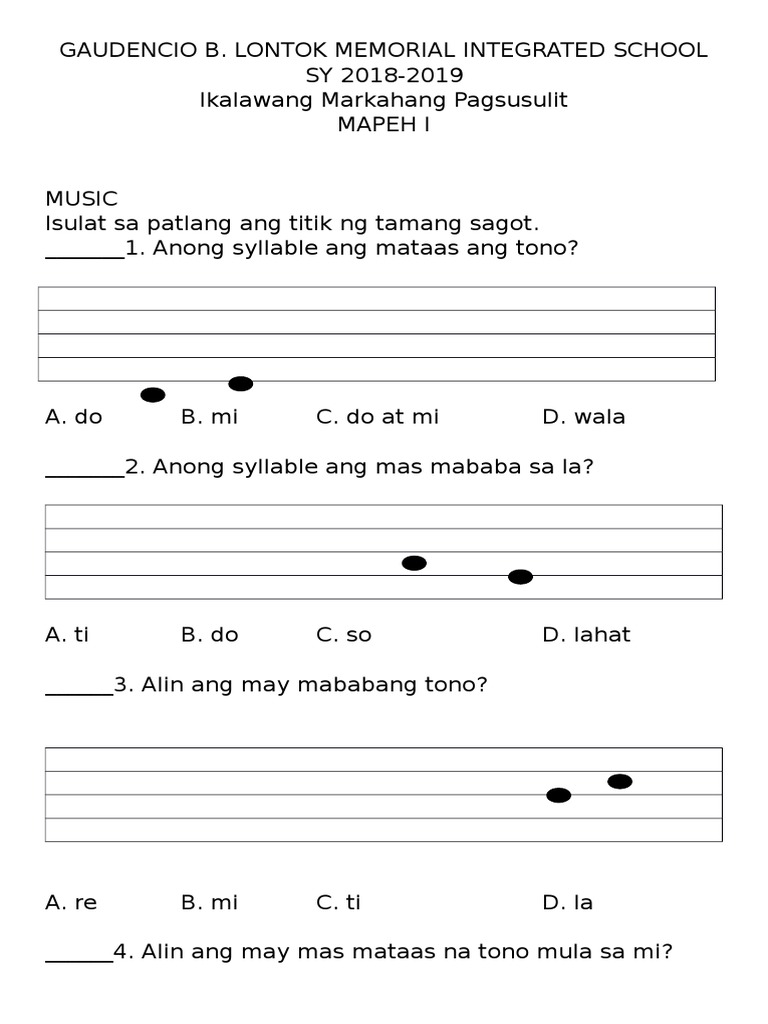 2nd Periodical Test in MAPEH | PDF