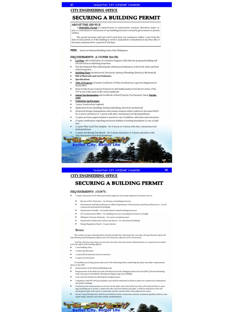 Tagaytay Building Permit Requirements | Building Code | Building