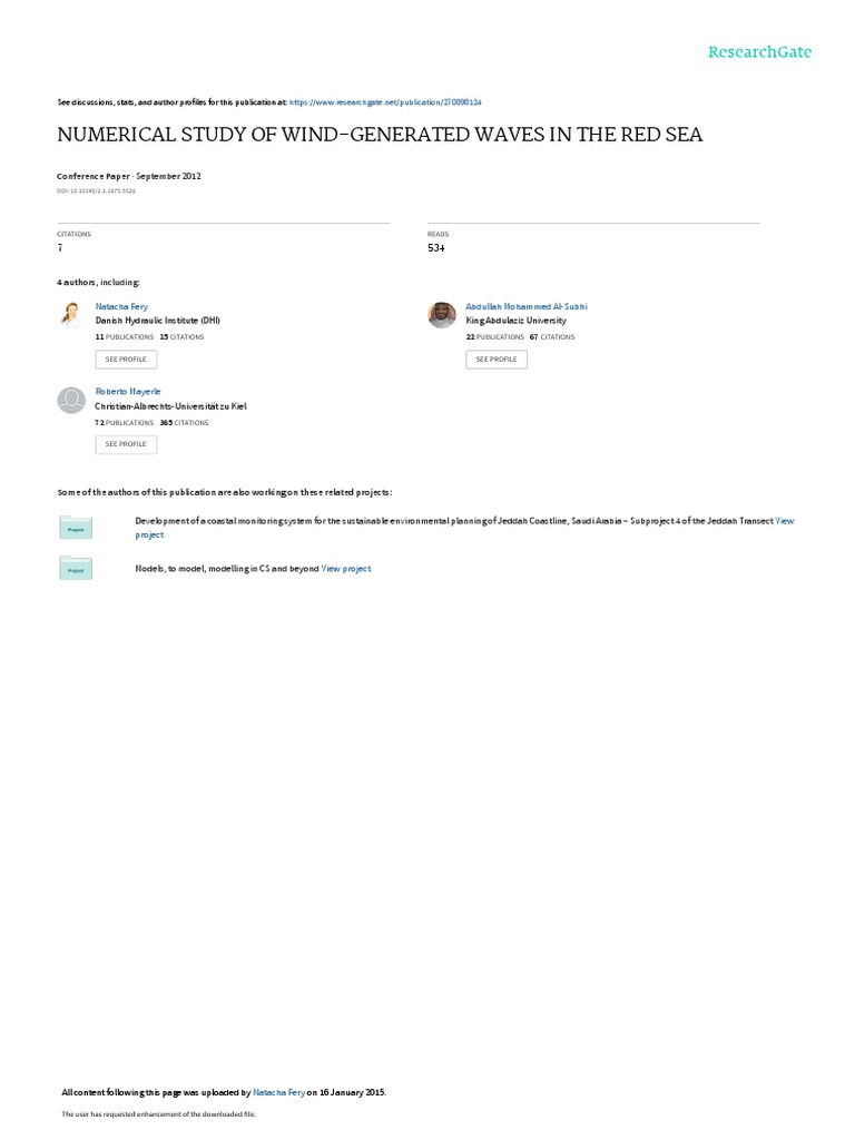 Numerical Study of Wind-Generated Waves in The Red Sea: September 2012 | PDF | Sensitivity ...