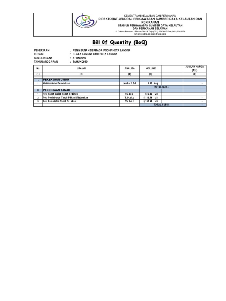 Bill of Quantity BoQ | PDF