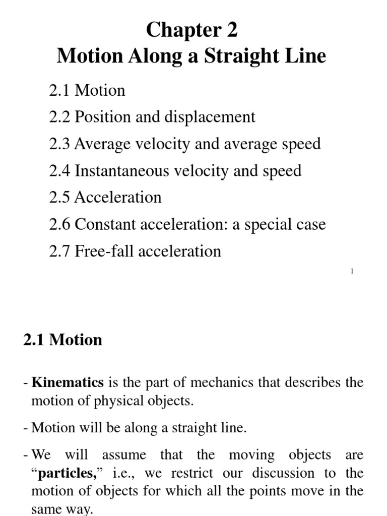 Kinematics: Motion Along a Straight Line | PDF | Velocity | Speed