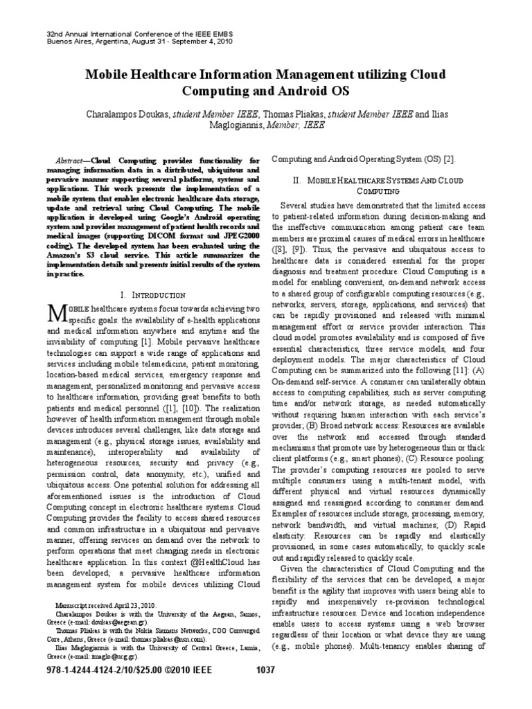 Mobile Healthcare Information Management Utilizing Cloud Computing And