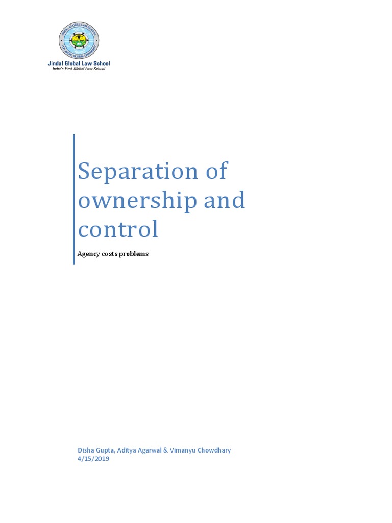 Separation of Ownership and Control | PDF | Dividend | Interest