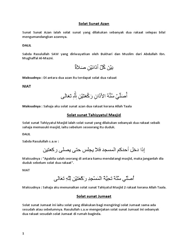 Senarai Solat Solat Sunat PDF | PDF