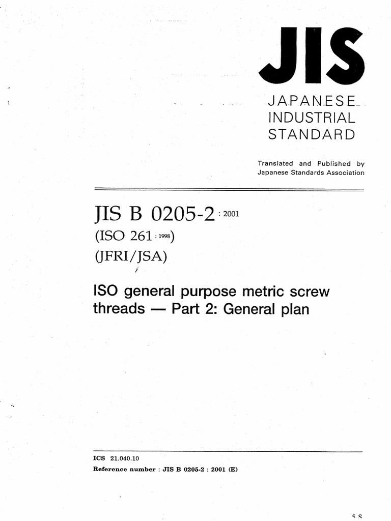 JIS B 0205-2 - 2001.ISO General Purpose Metric Screw Threads - Part 2 | PDF