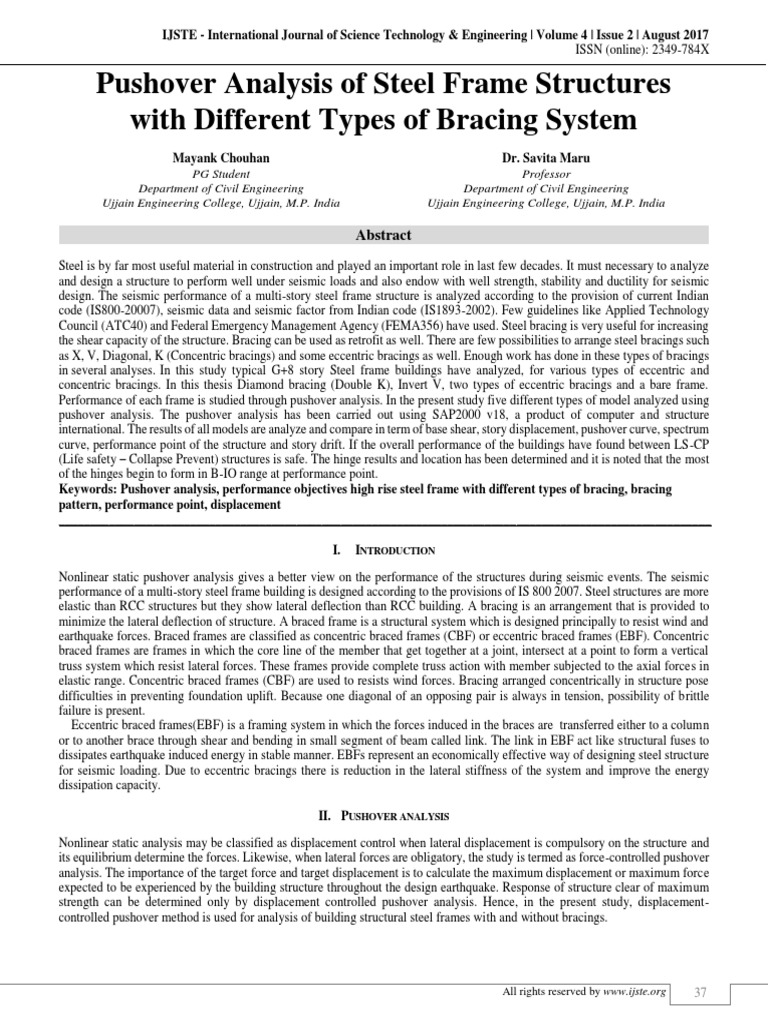 Pushover Analysis of Steel Brace PDF | PDF | Bending | Framing (Construction)