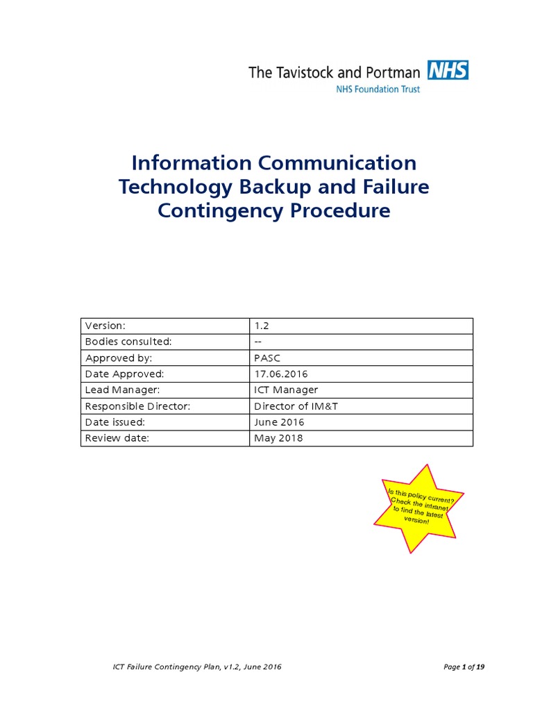 Ict Failure Contingency Plan | PDF | Backup | Information Technology
