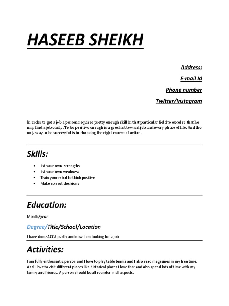 Haseeb Sheikh: Skills | PDF