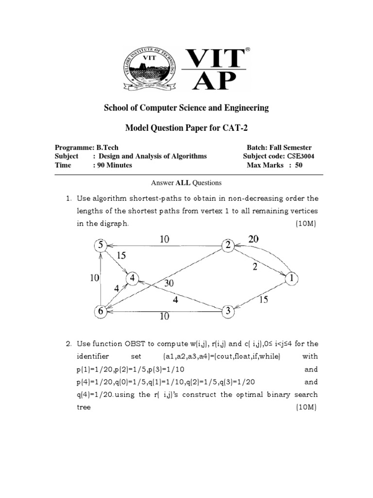 Fal (2019-20) Cse3004 Eth 420 Ap2019201000147 Model Question Paper Model Qp-Cat-2 | PDF