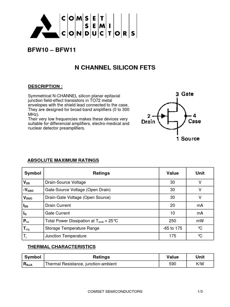 BFW 10 | PDF | Field Effect Transistor | Electronic Circuits