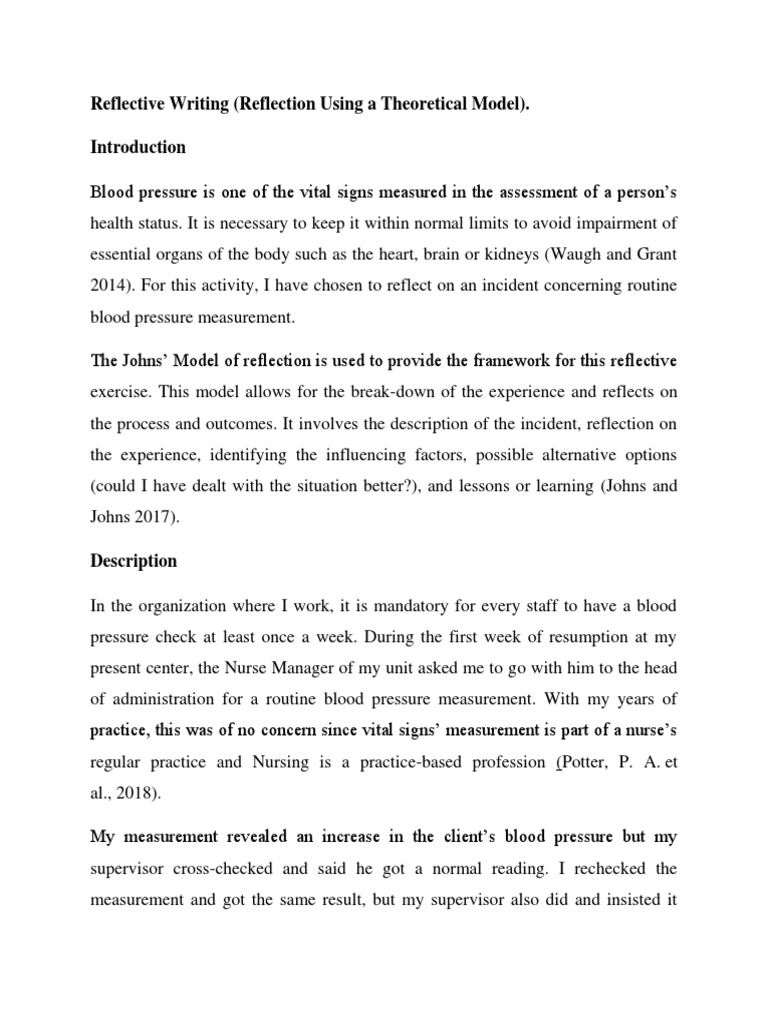 Reflective Writing (Reflection Using A Theoretical Model) | PDF ...