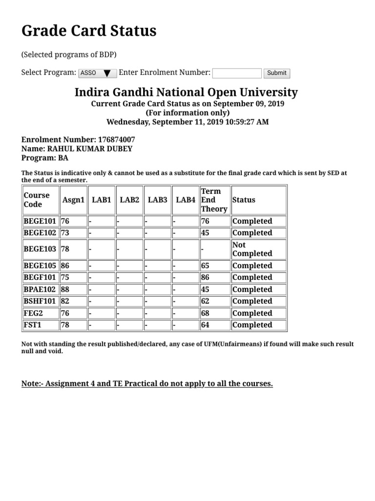 Grade Card II | PDF
