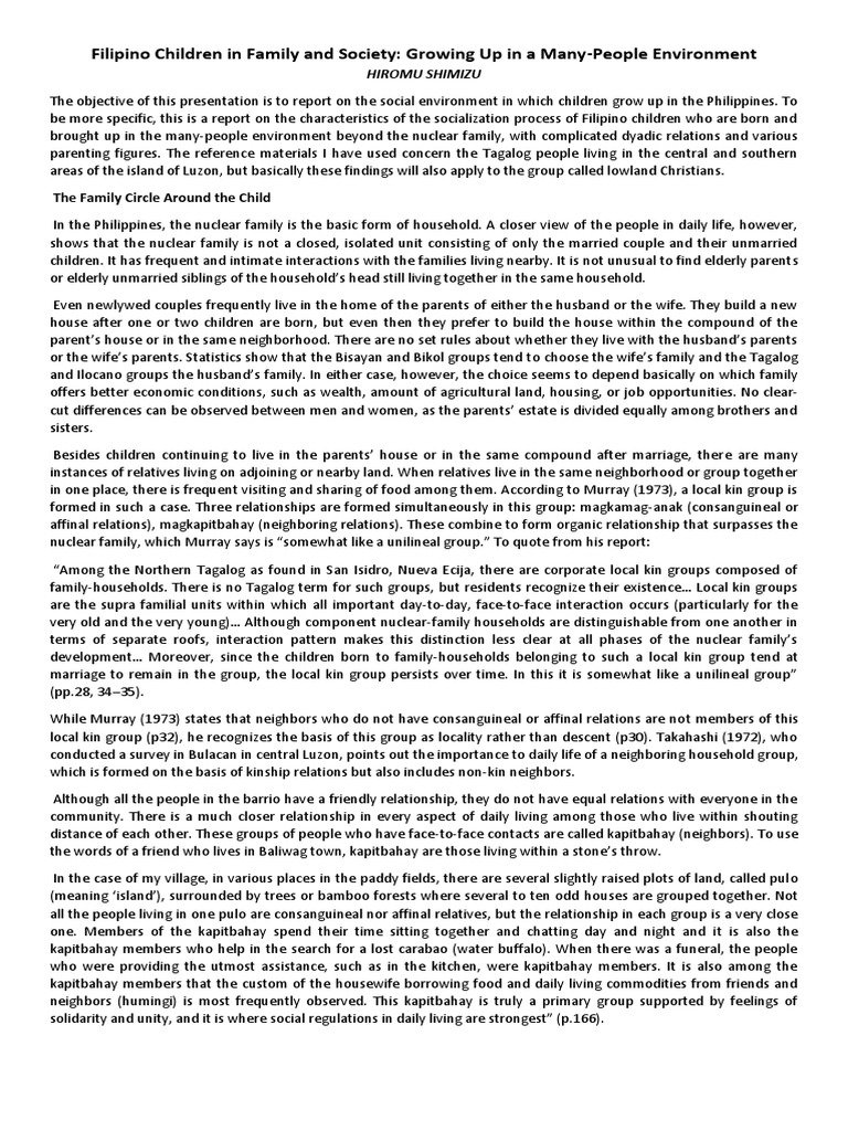 Filipino Family Dynamics and Children | PDF | Godparent | Kinship