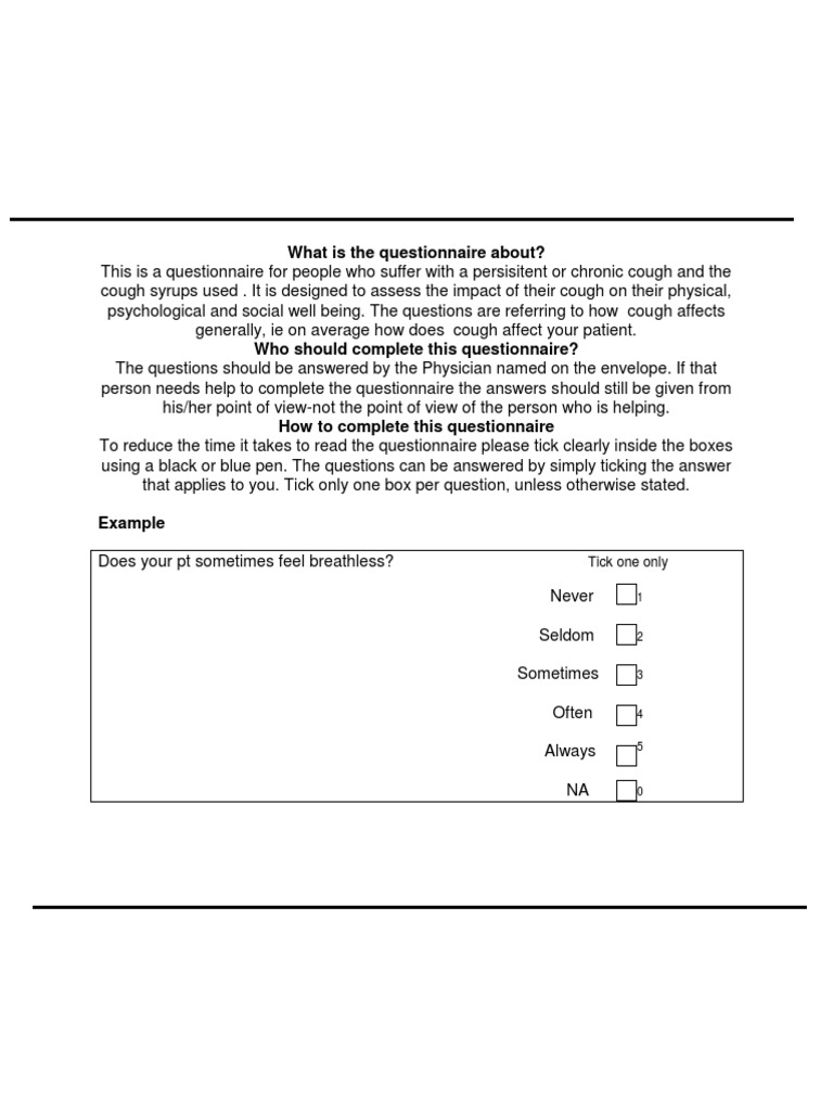 Chronic Cough Impact Questionnaire | PDF | Cough | Diseases And Disorders