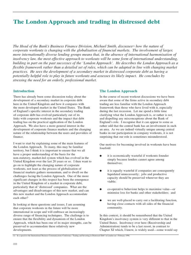 The London Approach | PDF | Financial Markets | Insolvency