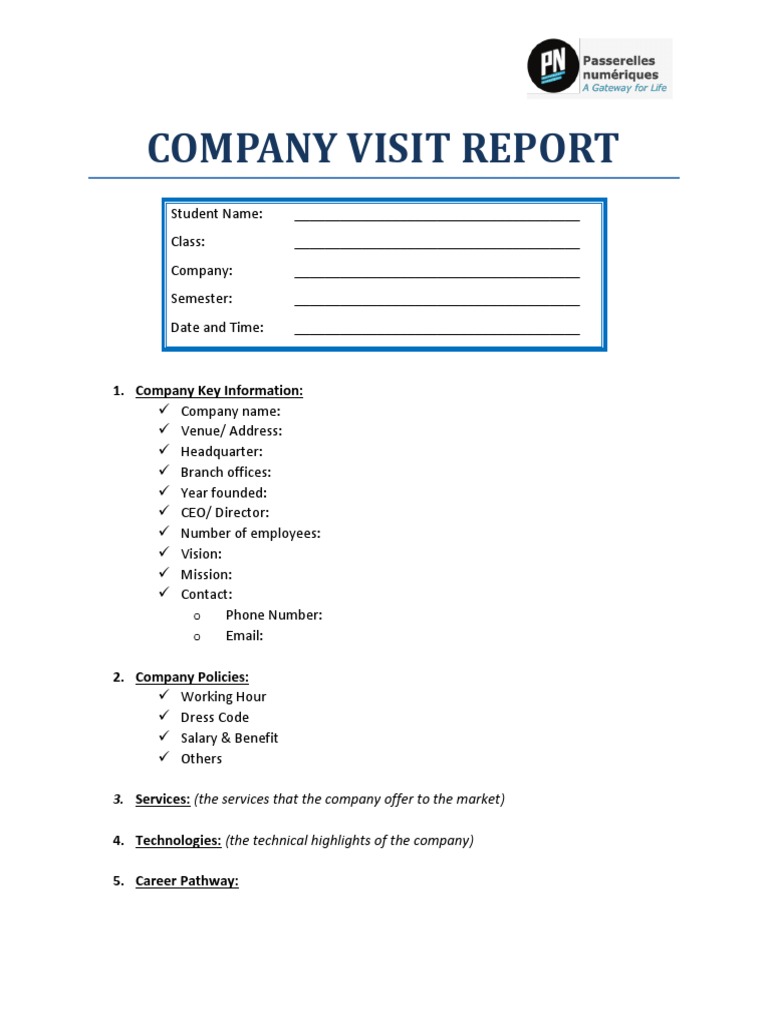 Template - Company Visit Report | PDF