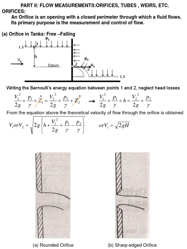 PART II Orifices Tubes and Weirs2 | PDF | Fluid Dynamics | Liquids