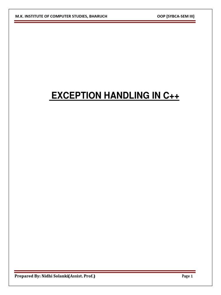 Exception Handling In C Pdf Parameter Computer Programming Integer Computer Science 5691