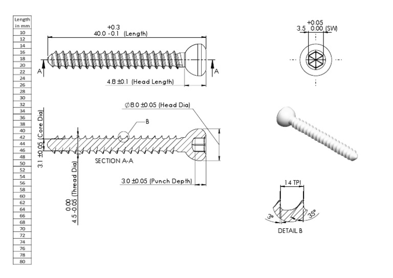 Cortical vs. Spongy Screw Specs | PDF