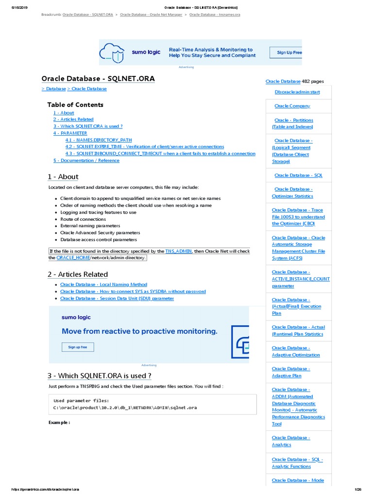 Oracle Database Sqlnet Ora Gerardnico Pdf Oracle Database Databases