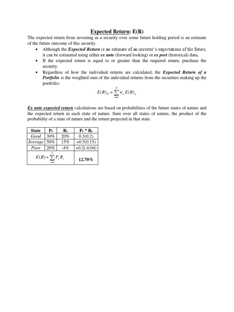 Expected Return and Standard Deviation | PDF | Expected Value ...