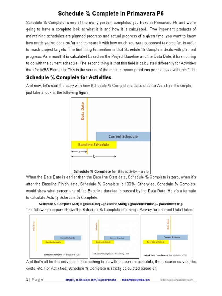 Primavera P6 Schedule % Complete Guide | PDF | Teaching Mathematics ...