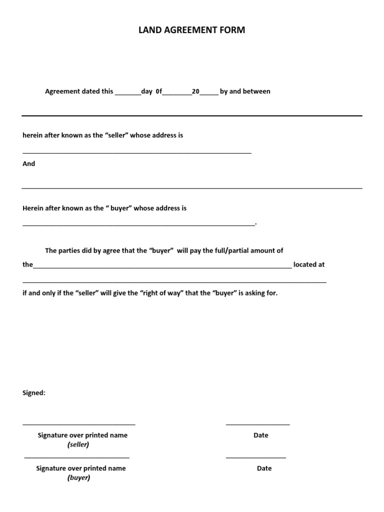 Land Agreement Form: (Seller) | PDF | Private Law | Business Law