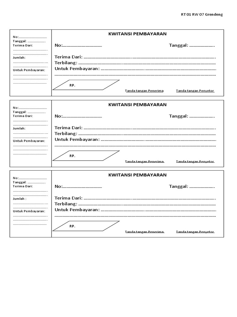 Kwitansi RT | PDF