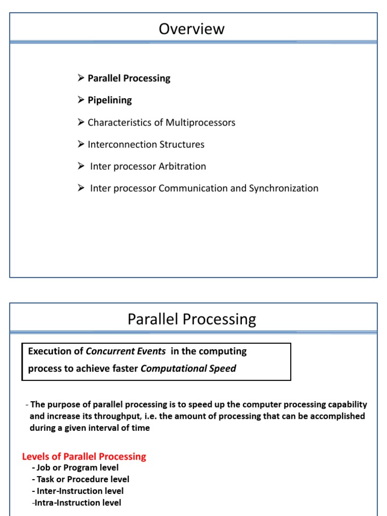 Parallel Processing Pipelining Characteristics of Multiprocessors ...