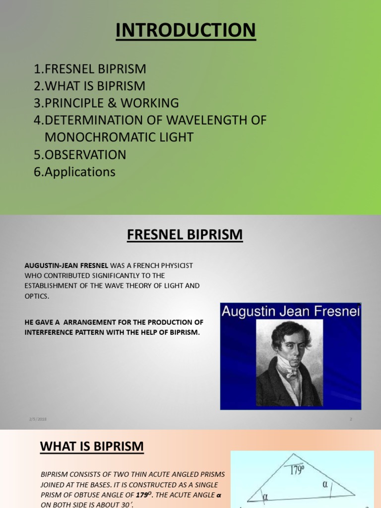 Fresnel Biprism Experiment Overview | PDF | Teaching Methods & Materials