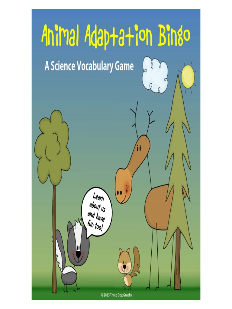 Animal Adaptation Bingo: A Science Vocabulary Game | PDF | Predation ...