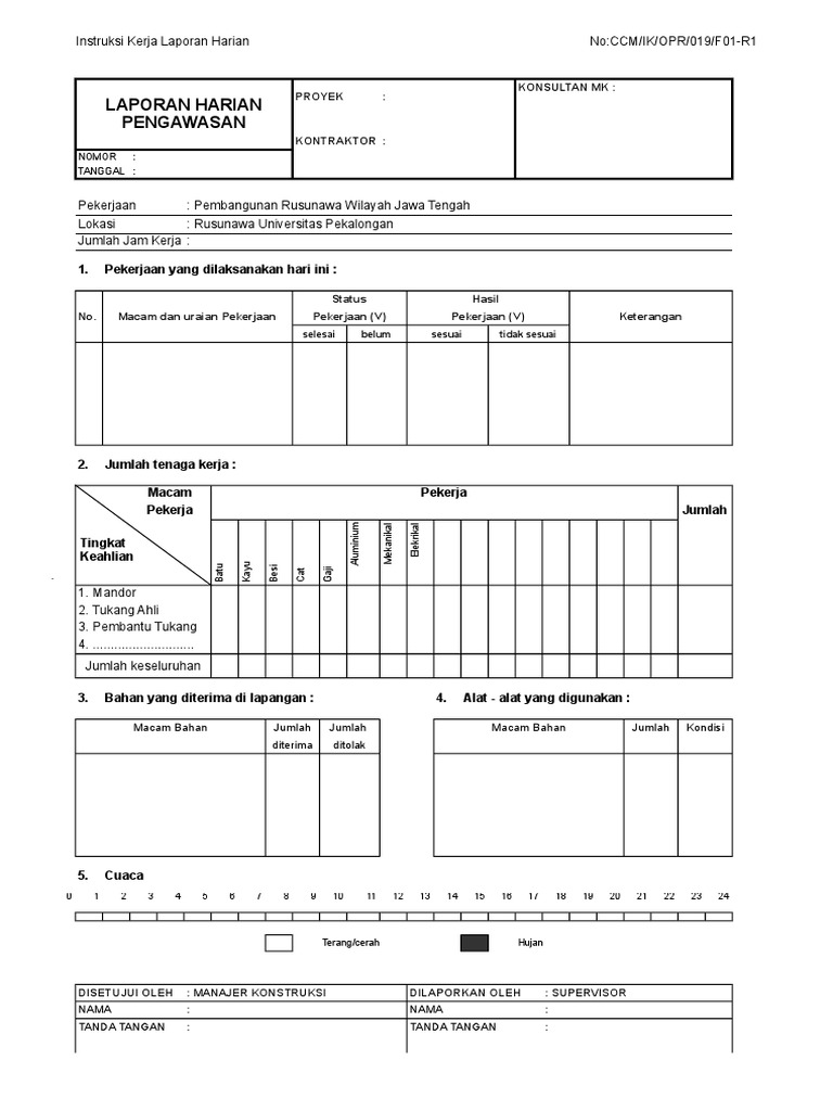 Form Laporan Harian | PDF