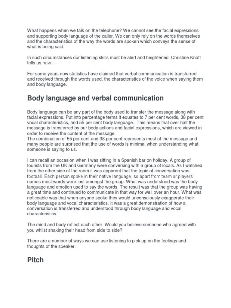 Telephone Etiquette - Body Lang & Voice Modulation | PDF | Body ...