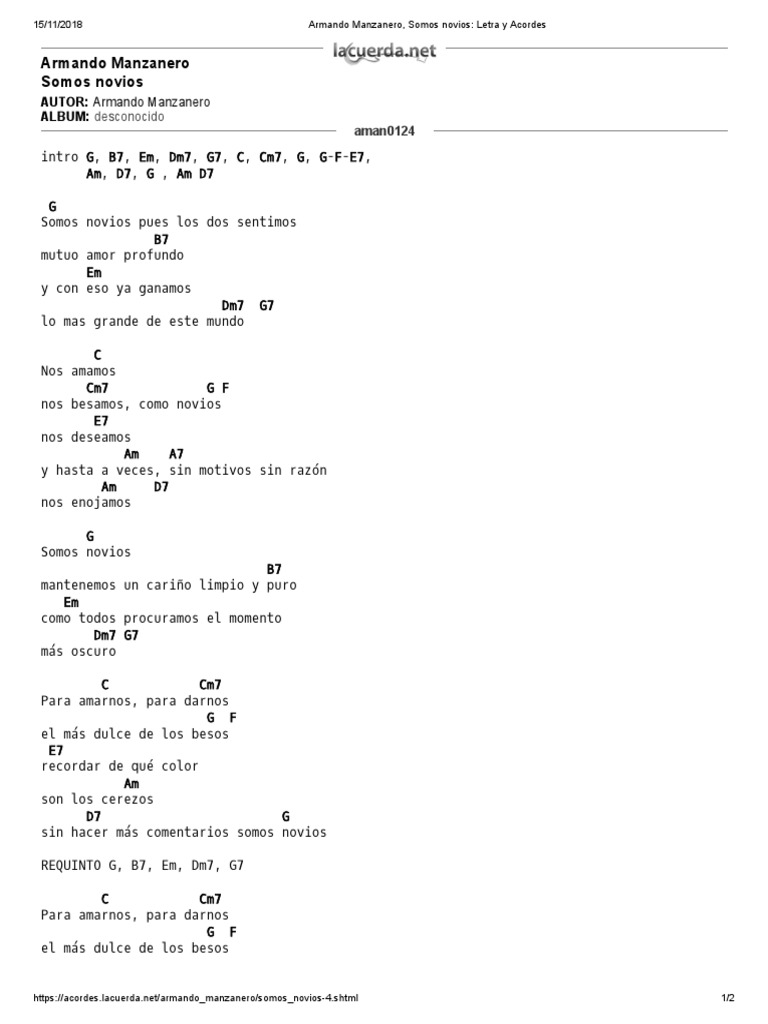 Armando Manzanero, Somos Novios - Letra y Acordes | PDF
