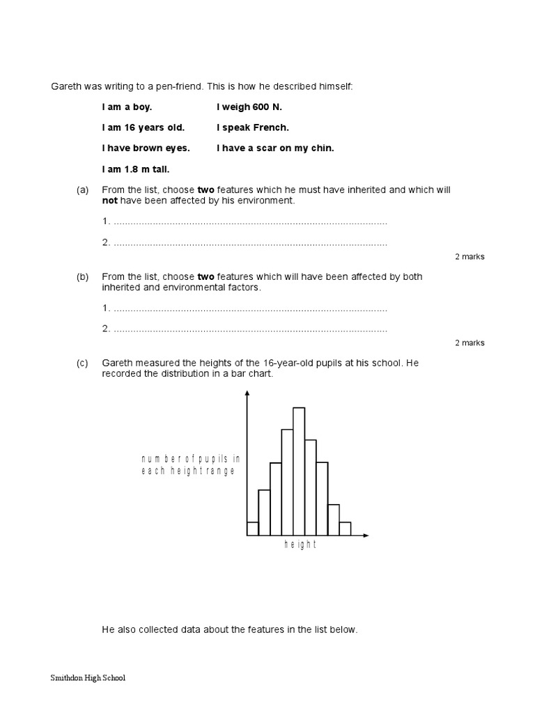 Year 9 Biology Questions | PDF | Lung | Cattle