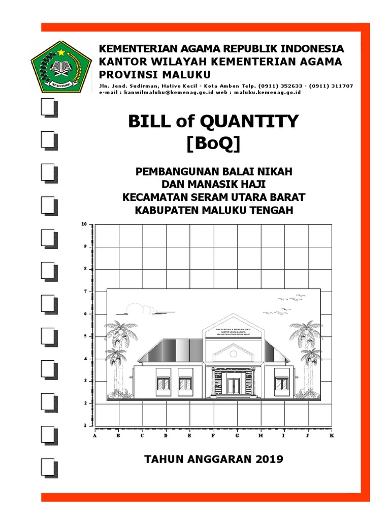 Bill of Quantity (Boq) : Kantor Wilayah Kementerian Agama Provinsi Maluku | PDF