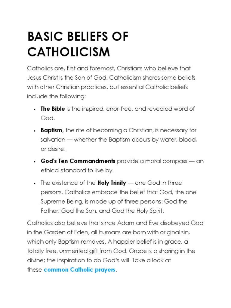 Core Beliefs of Catholicism Explained | PDF | Catholic Church | Baptism