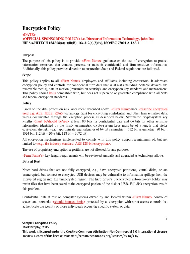 Encryption Policy Sample PDF | PDF | Encryption | Information Security
