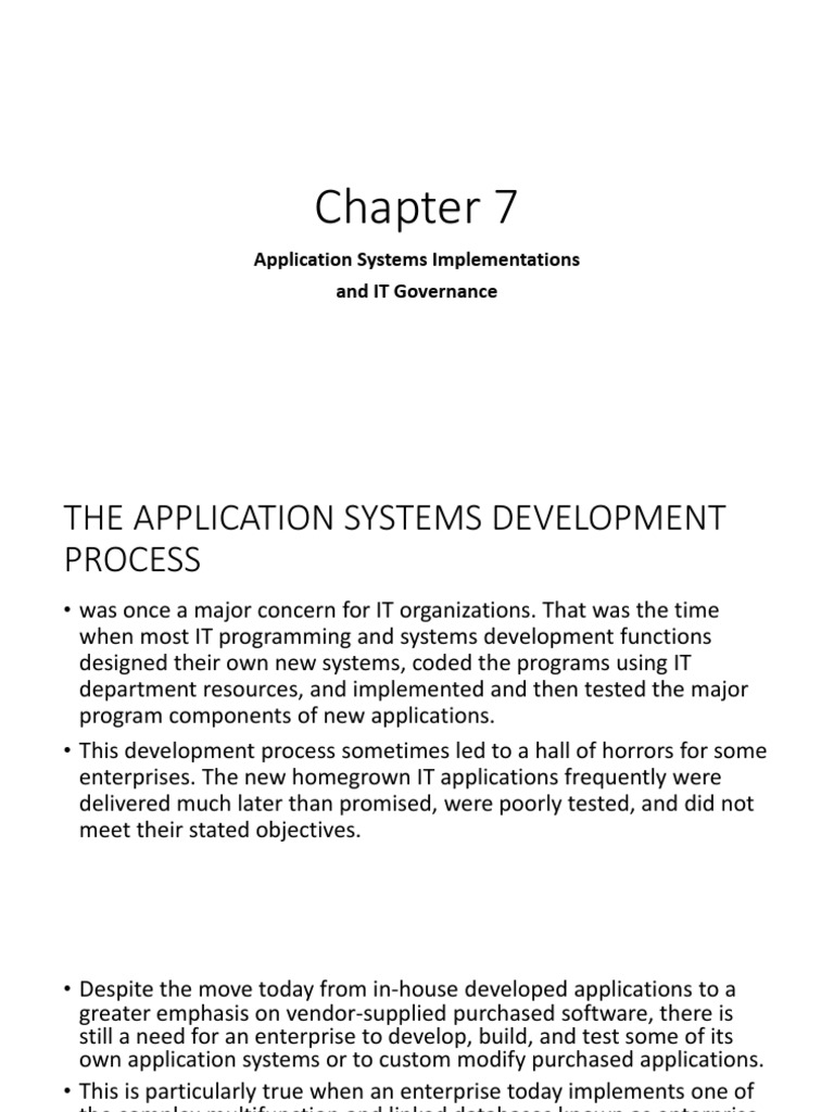 Chapter 7 - Application Systems Implementations and IT Governance | PDF | Enterprise Resource ...