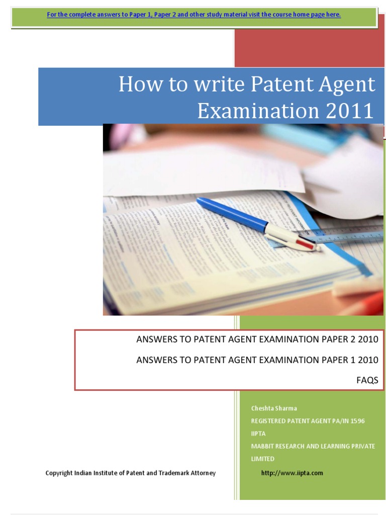 Answers To Patent Agent Examination - IIPTA | PDF | Patent Application ...