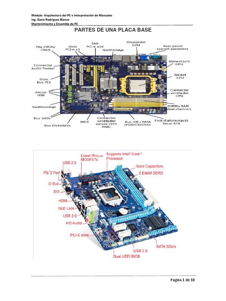 Partes de Una Placa Base Estudiantes | PDF | Memoria de acceso ...