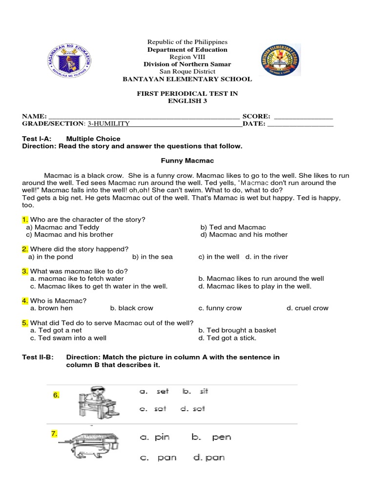 Grade 3 First Periodical Test in English | PDF | Solid | Liquids