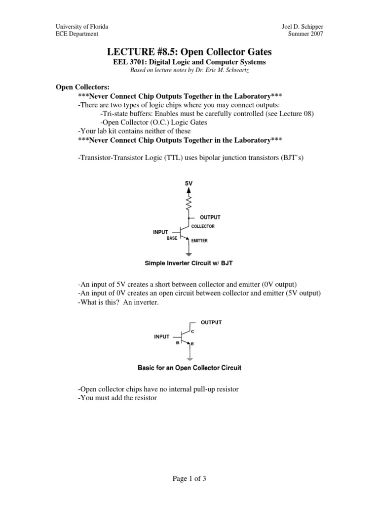 Open Collector Transistor Theory | PDF | Logic Gate | Bipolar Junction ...