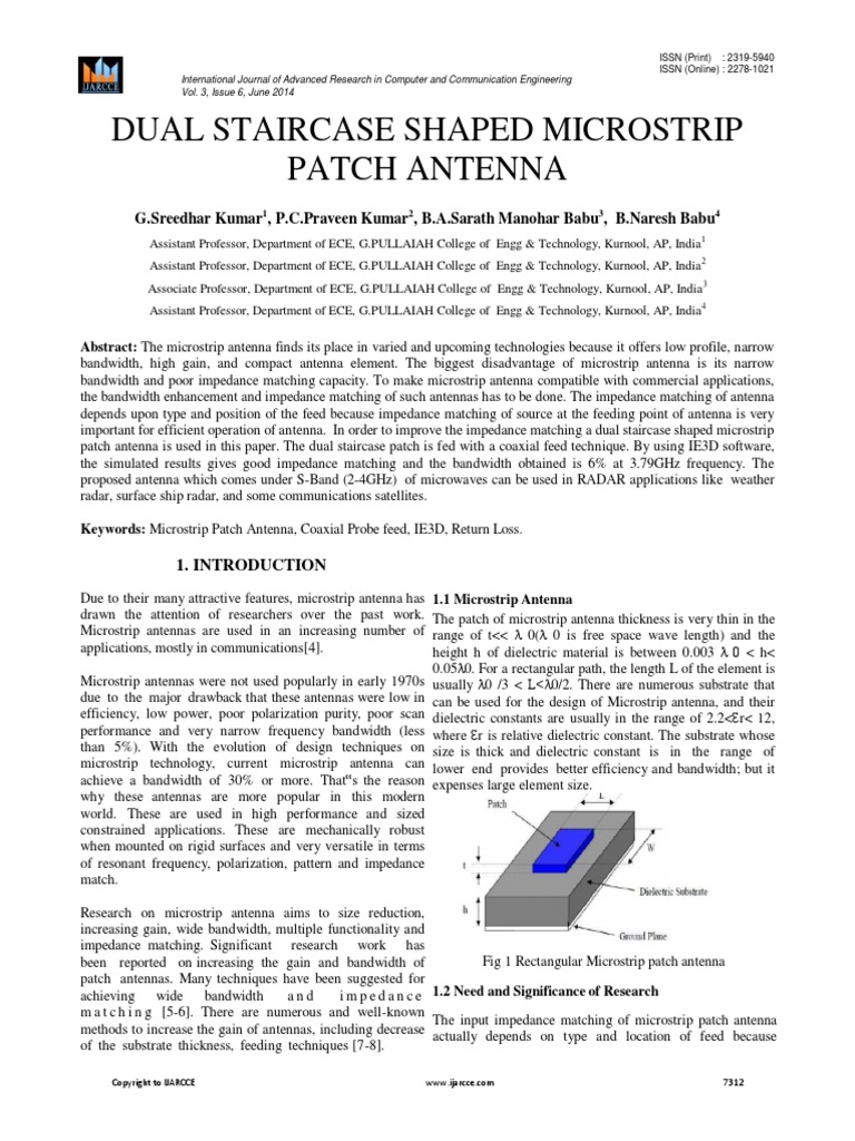 Dual Staircase Shaped MSA | PDF | Antenna (Radio) | Coaxial Cable
